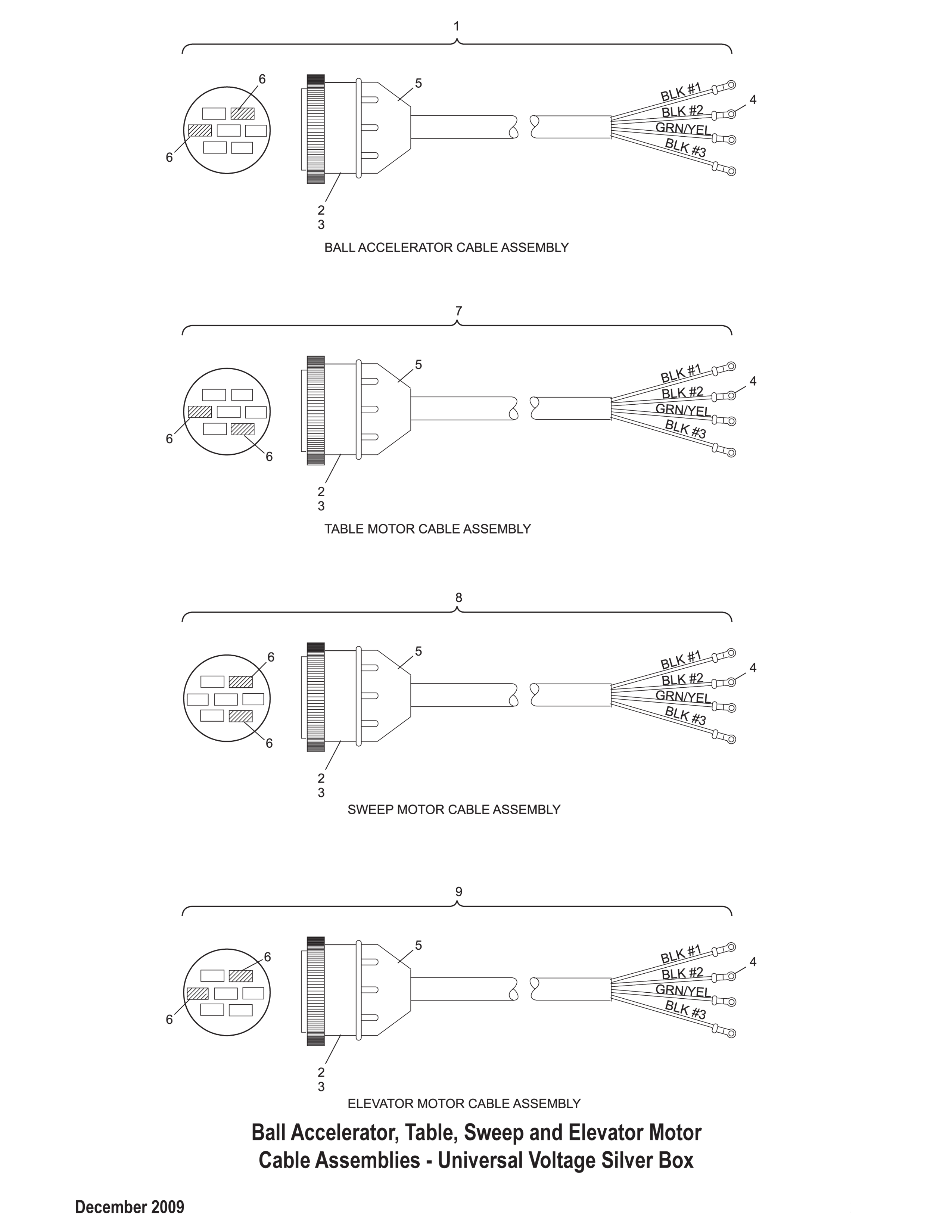 Ball Accelerator, Table, Sweep and Elevator Motor Cable Assemblies ...